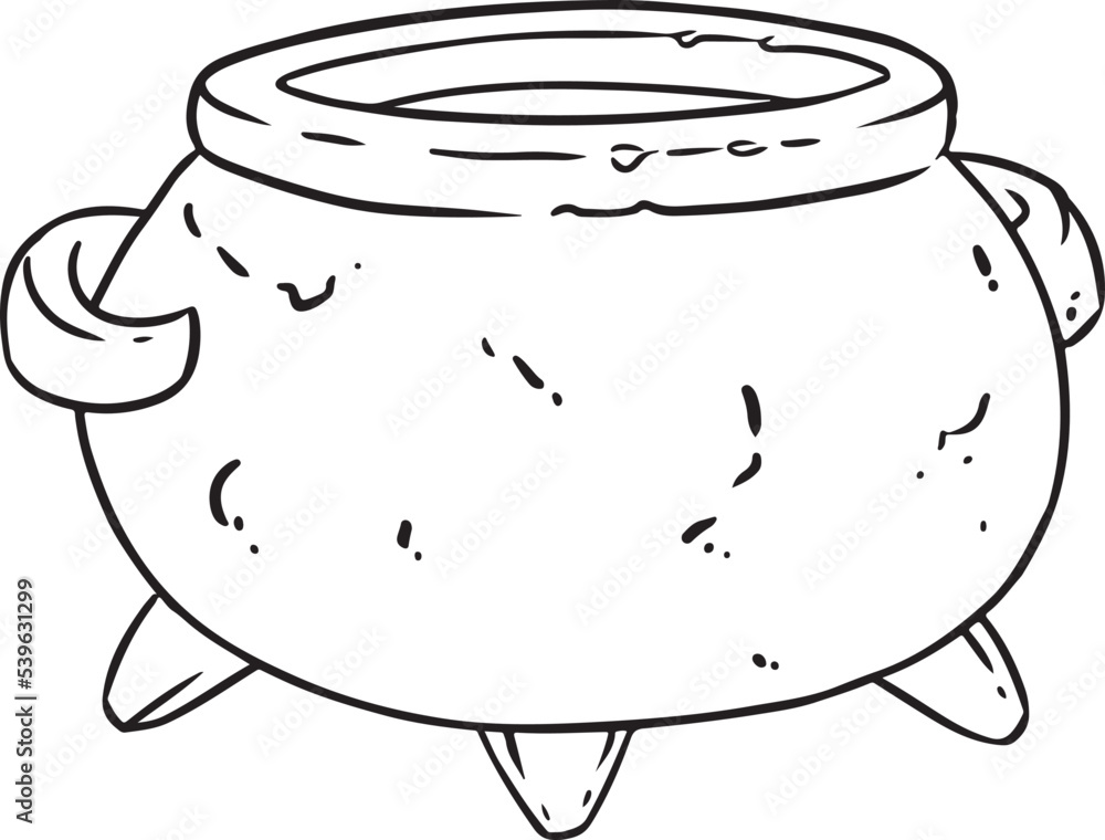 Magic cauldron doodle sketch. Hand drawn wiccan design. Alchemy ...