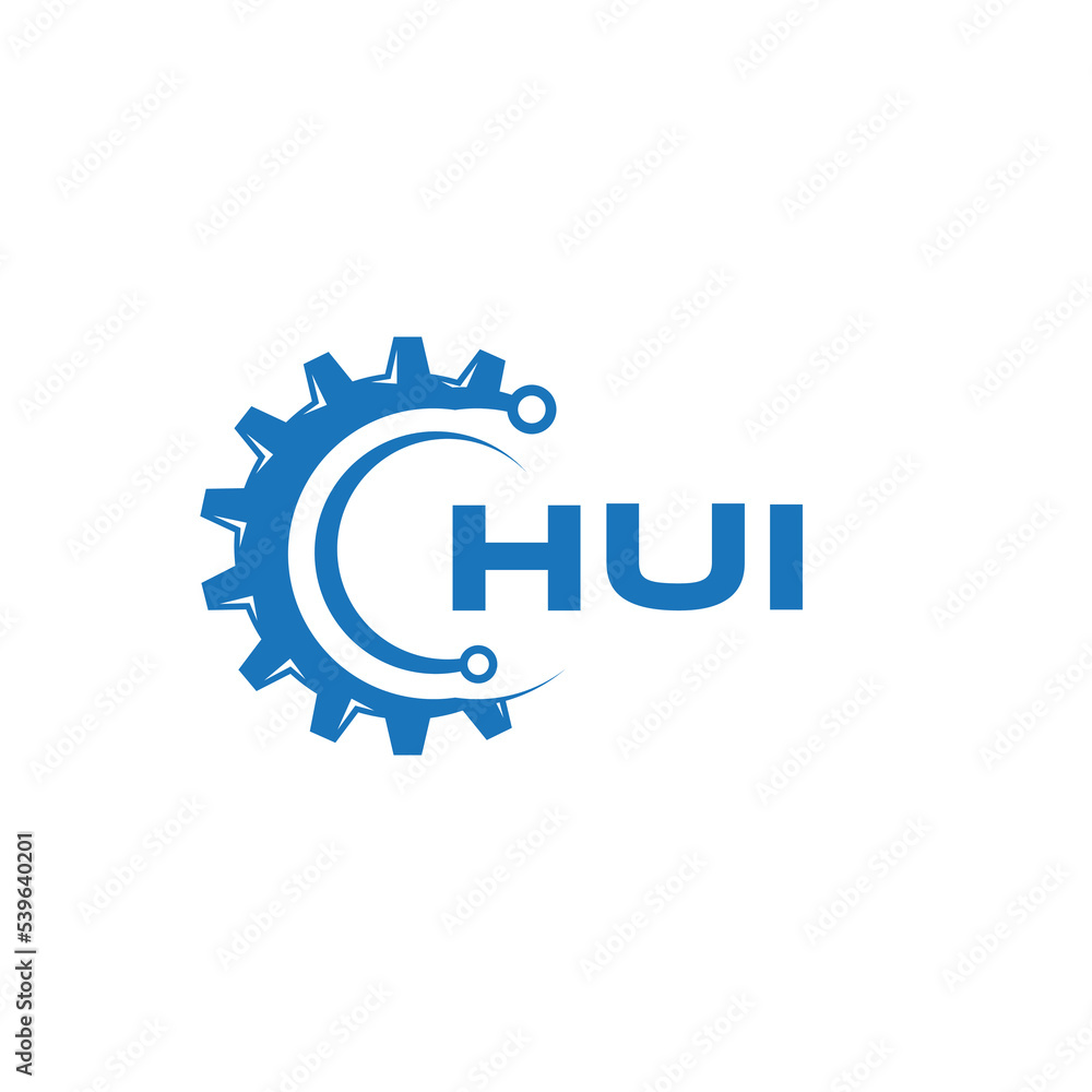 HUI letter technology logo design on white background. HUI creative ...