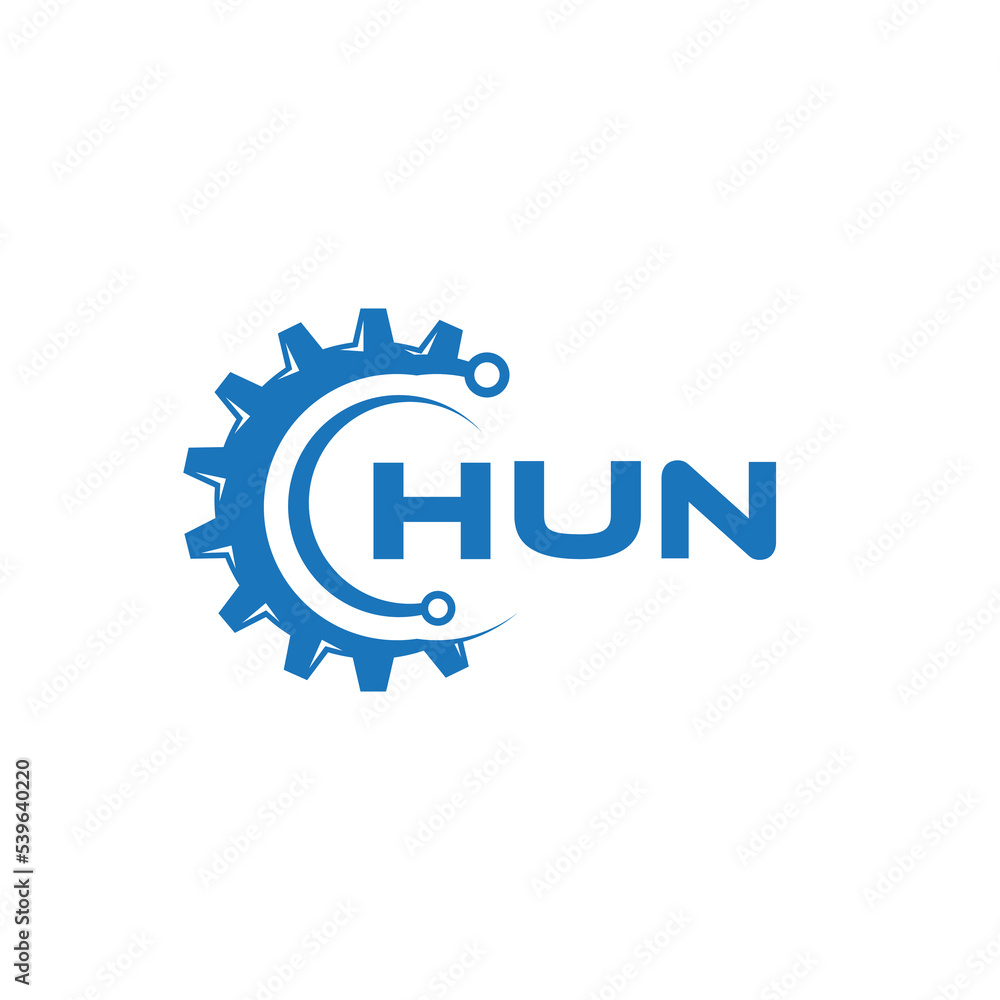 HUN letter technology logo design on white background. HUN creative initials letter IT logo ...