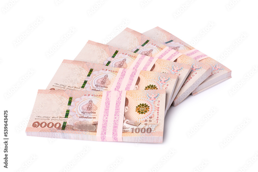 Stack of five hundred thousand thai baht banknote money isolated on ...