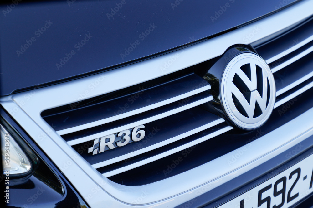 vw r36 Volkswagen passat golf logo brand and text sign Stock Photo ...