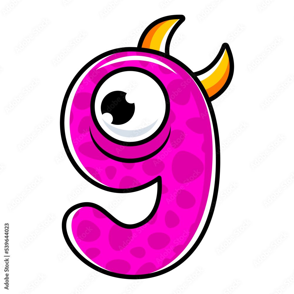 9.Funny Monsters Colorful Numbers, Cute Fantasy Aliens in the Shape of ...
