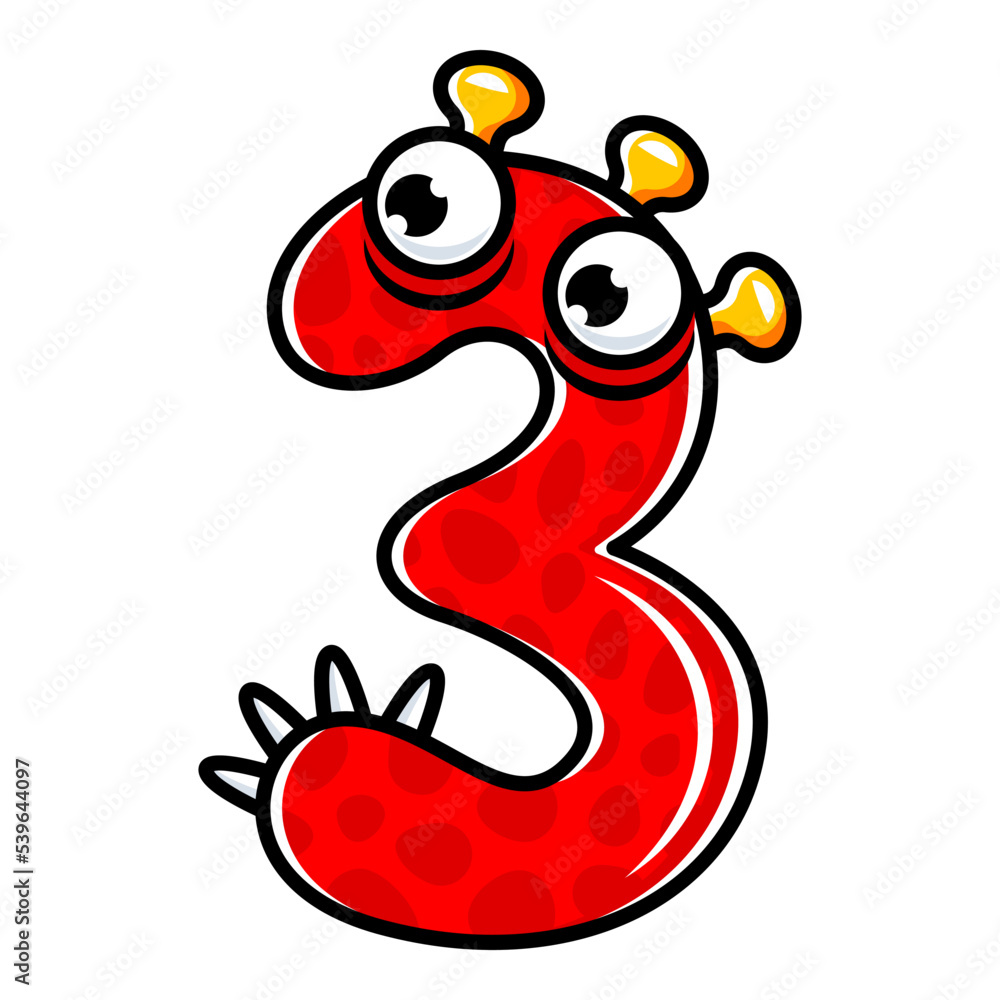 3.Funny Monsters Colorful Numbers, Cute Fantasy Aliens in the Shape of ...