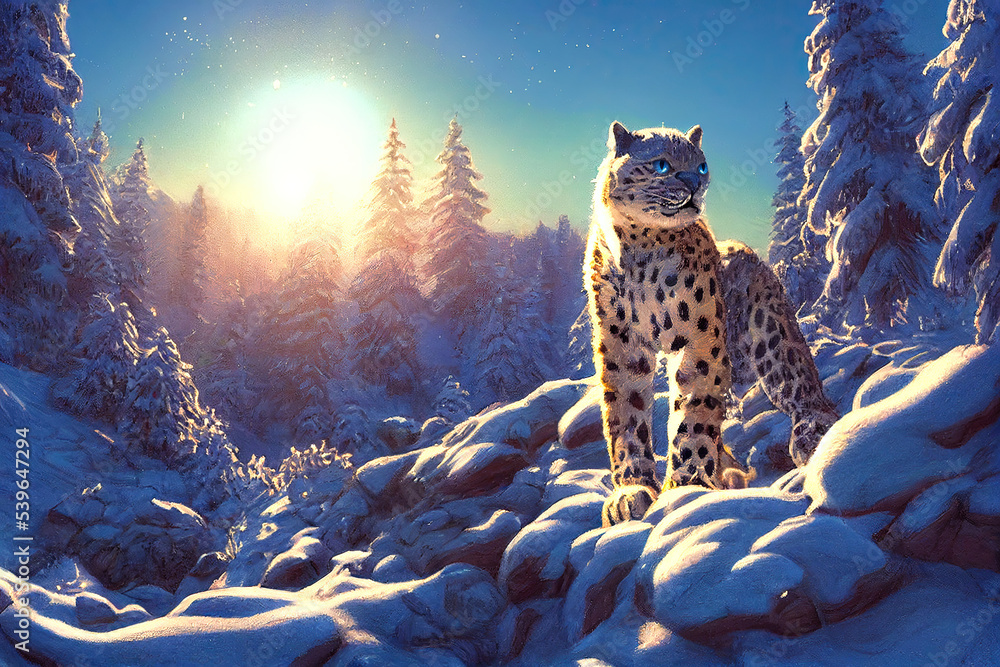 Snow Leopard Standing