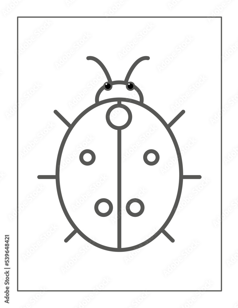 ladybird coloring page practice worksheet for preschoolers Stock Vector ...