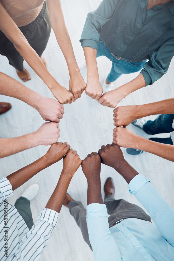 Business people teamwork, fist bump and collaboration, cooperation and ...