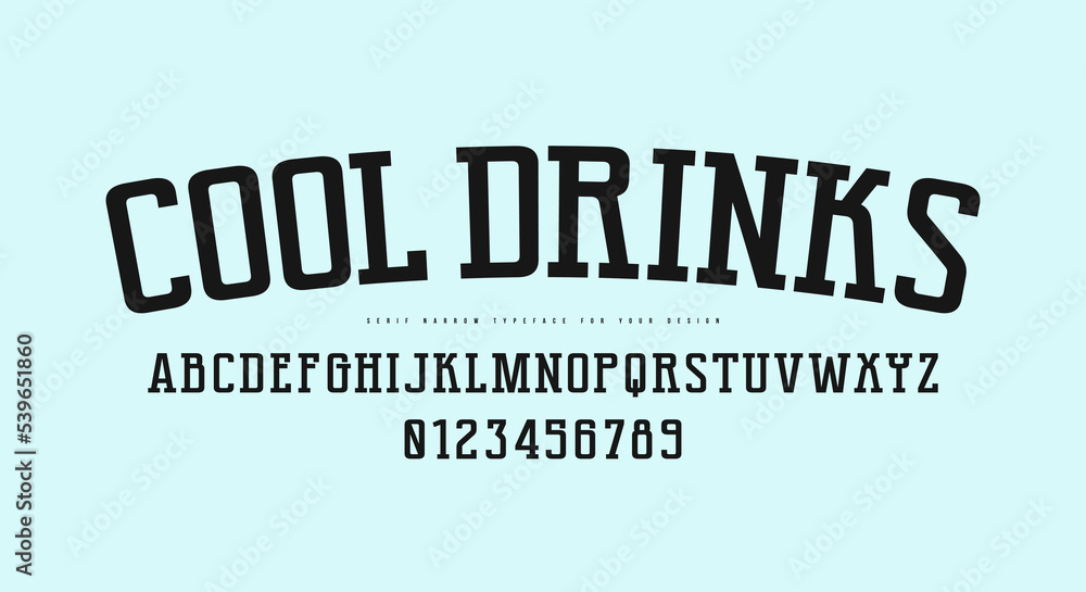 Narrow serif font for label and emblem Stock Vector | Adobe Stock