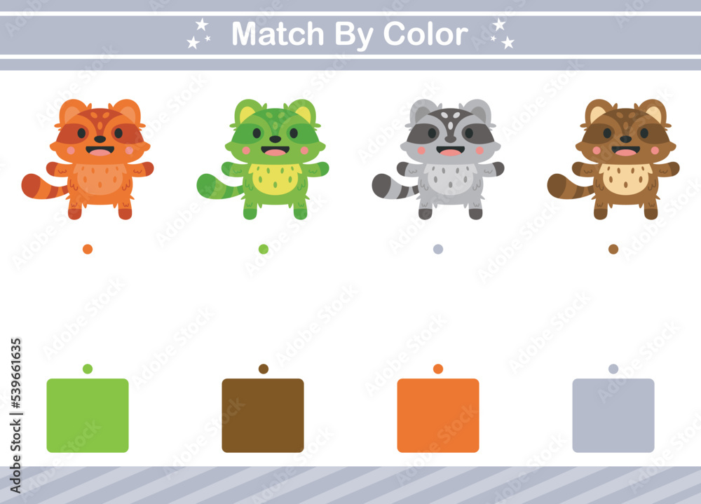 Match by color of animal Educational game for kindergarten Matching ...
