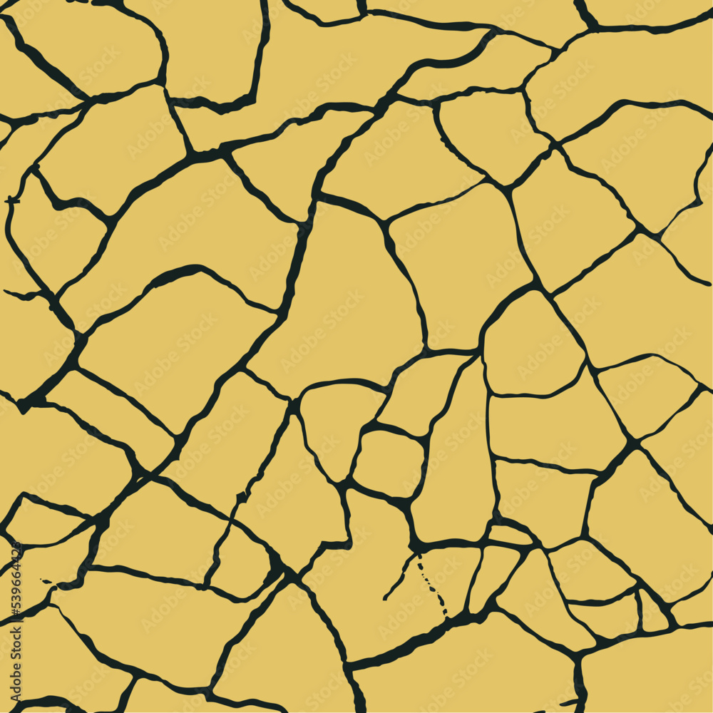 Black gold reverse kintsugi crack vector seamless pattern background ...
