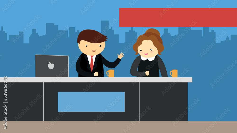 TV broadcast, TV presenters, news release Stock Vector | Adobe Stock