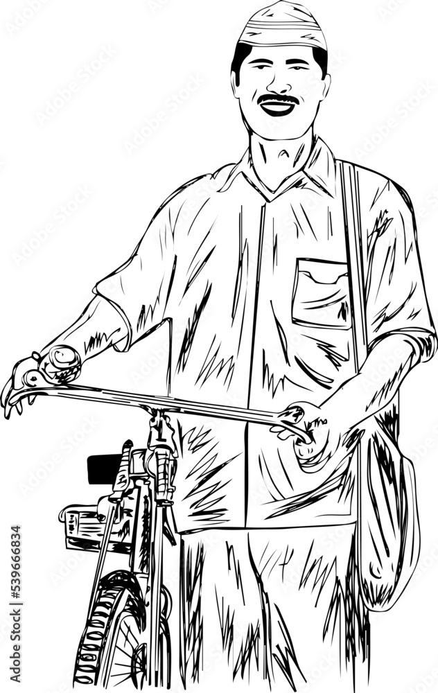 Postman Line Drawing