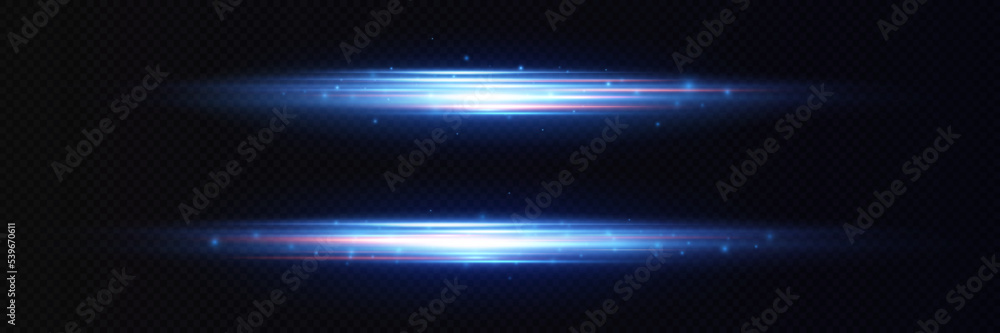 Motion light effect for banners. Blue lines. The effect of speed on a ...