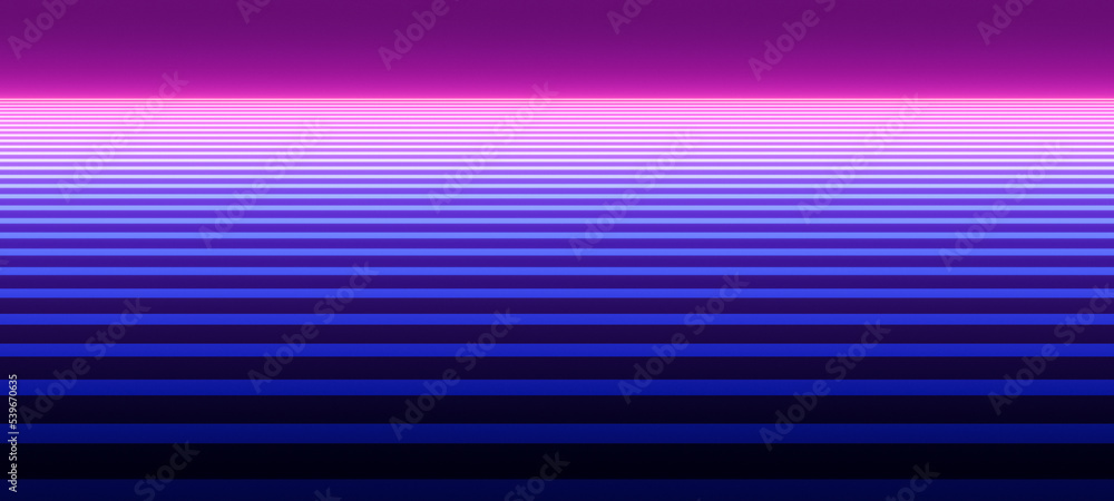 Horizontal neon pink blue abstract straight bands or lines, virtual ...