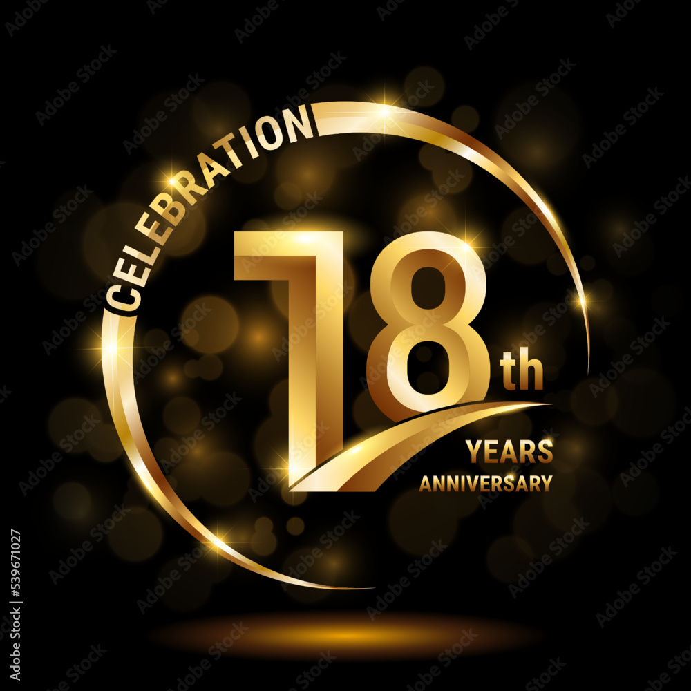 18th Anniversary Logo, Template design for anniversary celebration with ...