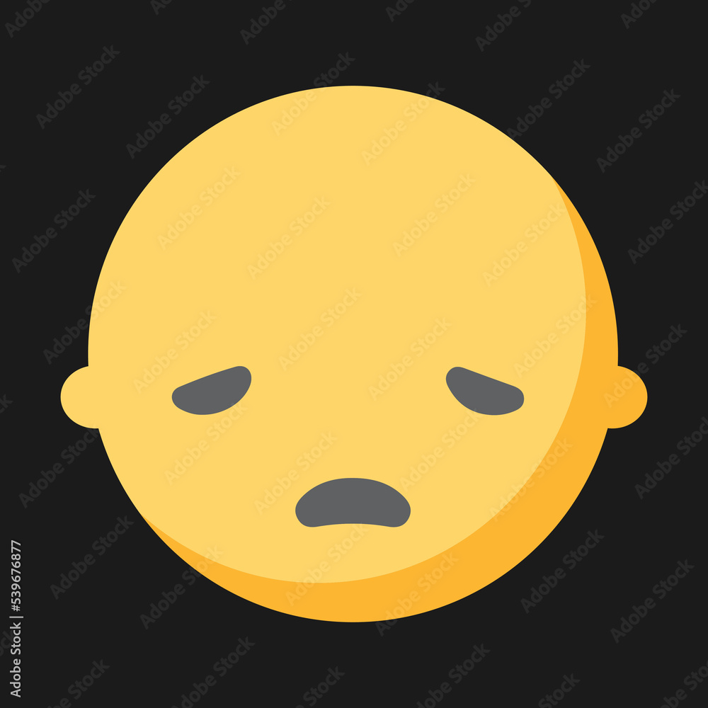 Disappointed Face vector emoji sign. İsolated yellow face with a frown ...