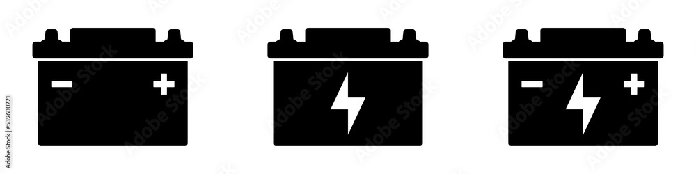 Car battery icon collection. Energy power accumulator. Automotive ...