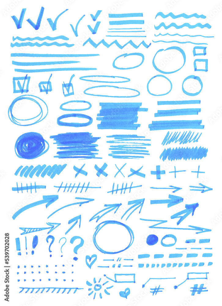 PNG transparent big bulk collection of fluorescent blue highlighter ...