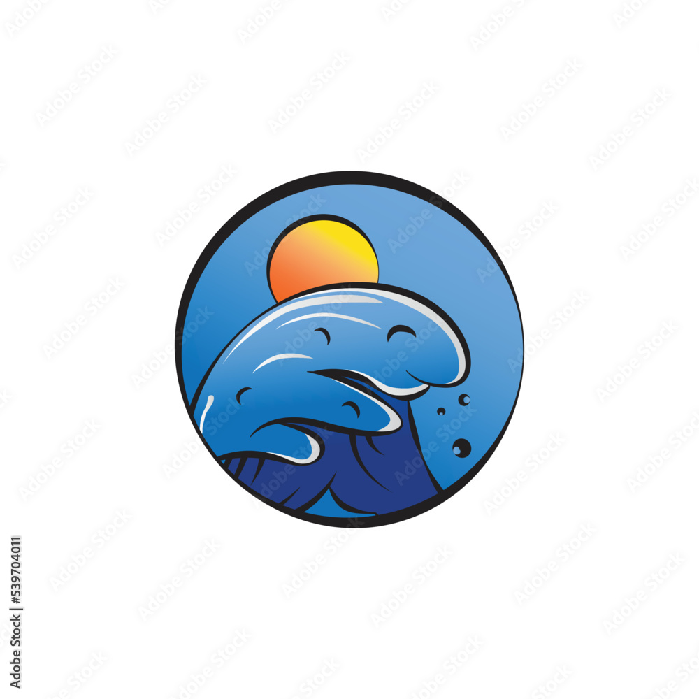 Circle ocean wave clipart vector illustration Stock Vector | Adobe Stock