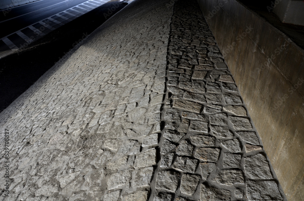 paving under the bridge in the park, anti-erosion strengthening of ...