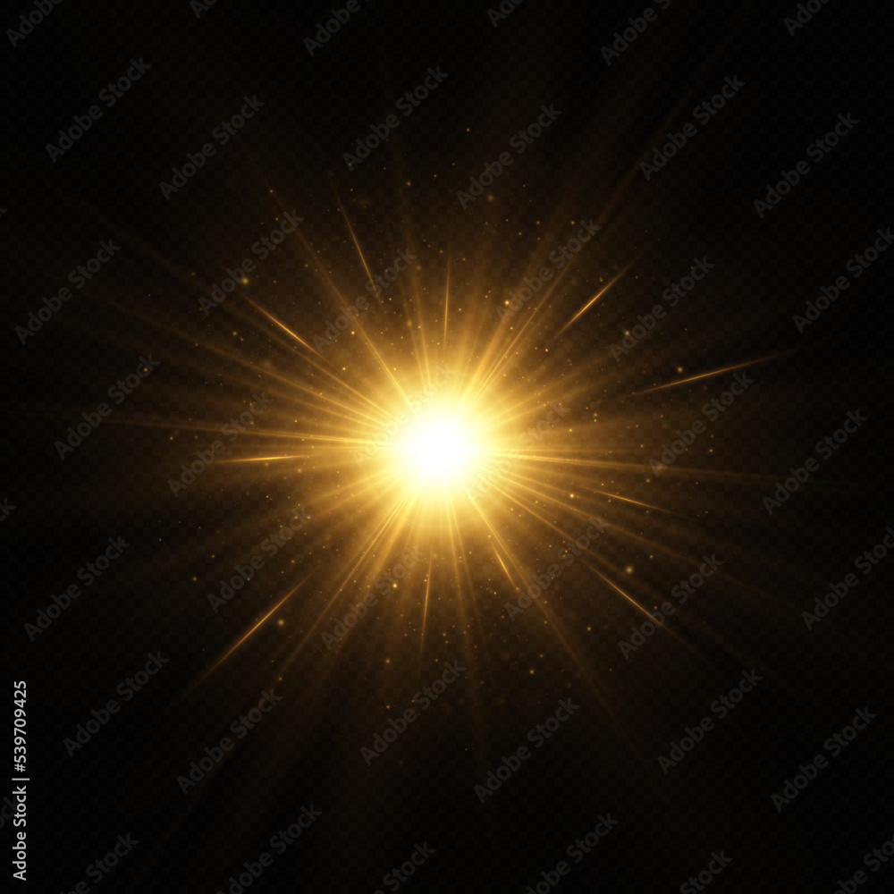 Shining golden star isolated on transparent background. The star burst ...