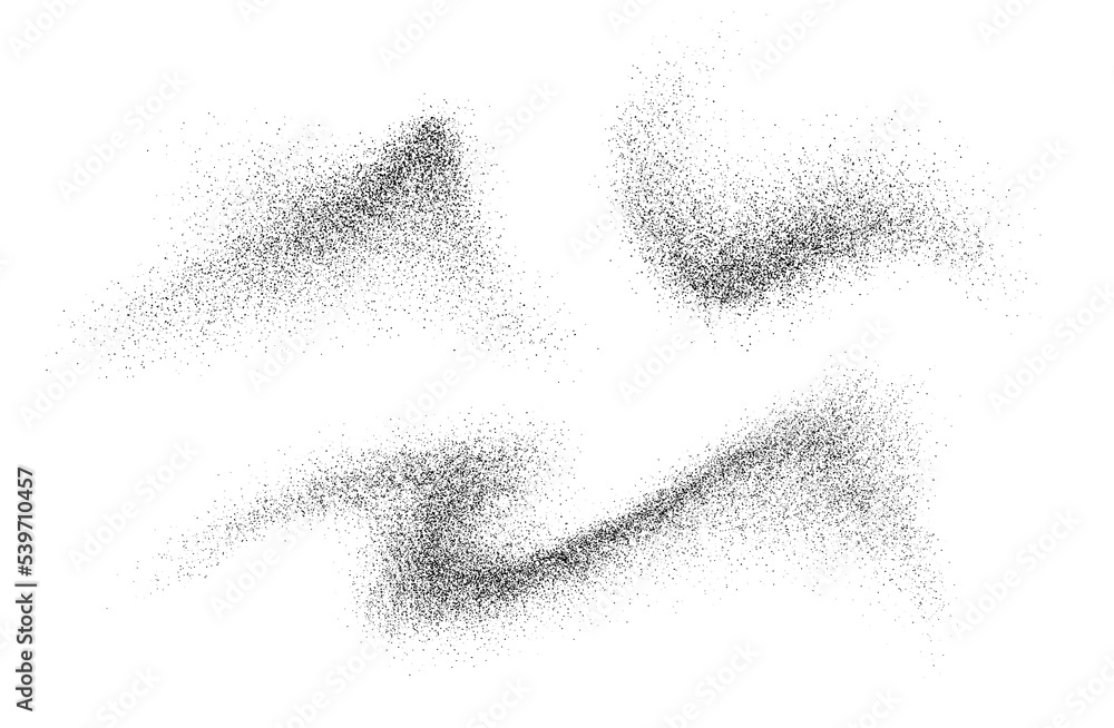 Charcoal splashes, black dotwork grain texture, abstract stipple sand ...