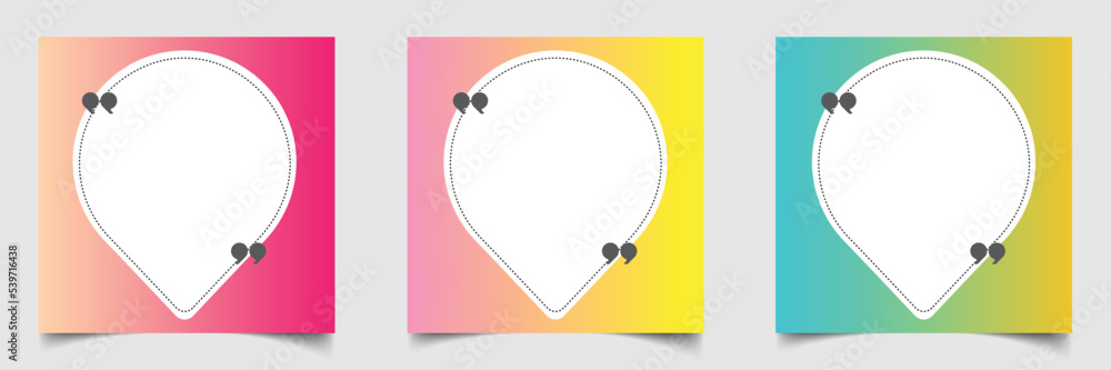 Quote Frame Template Set. Blank Quote Frame with Quotation Mark Border ...