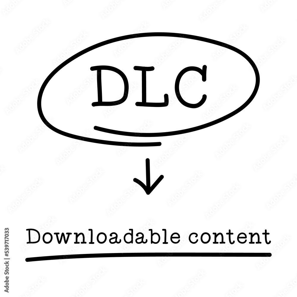 Letter of abbreviation DLC in circle and word downloadable content on ...