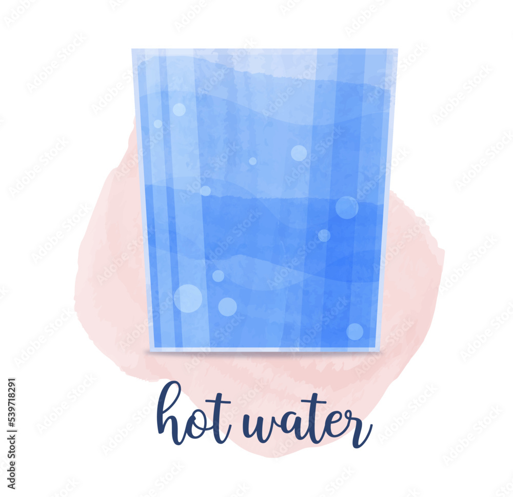 Hot water concept. Drink in glass cup or mug, ingredient for making tea ...