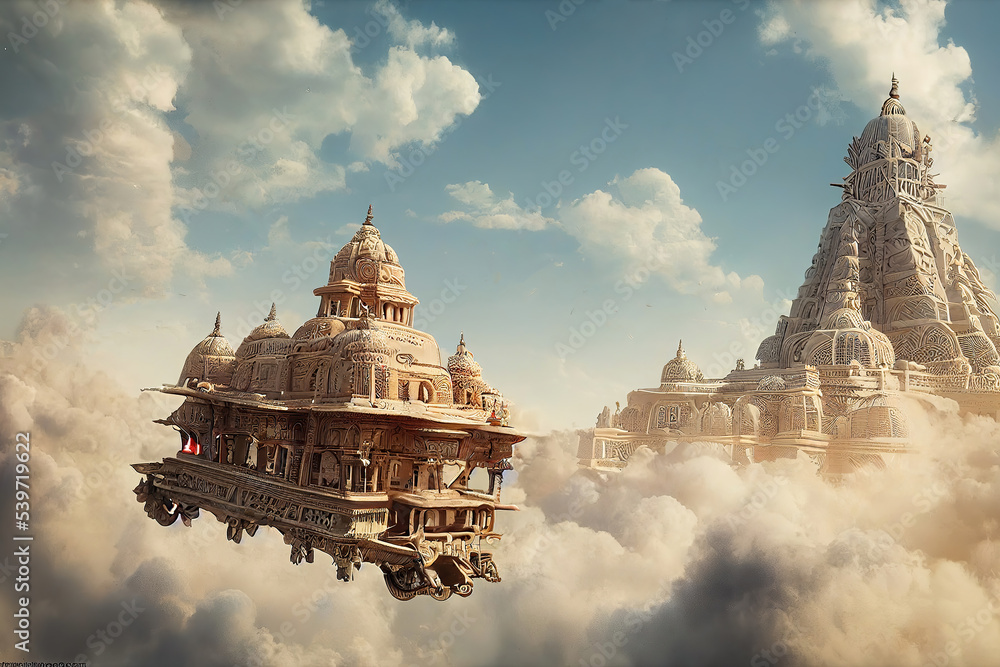 AI generated image of the Pushpak Viman - the ancient divine airplane owned by the demon king ...