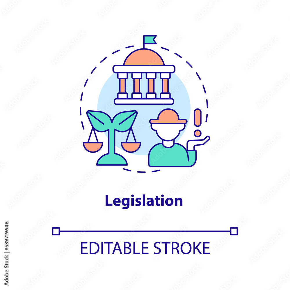 Farming legislation concept icon. Agriculture laws regulation. Crop ...