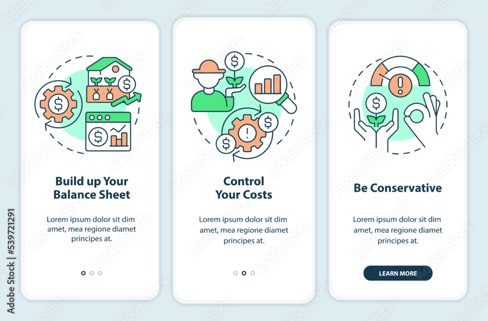 Interest rates on farm onboarding mobile app screen. Agro business ...