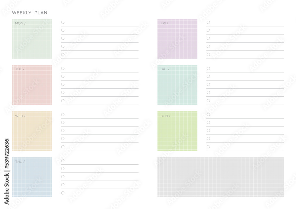 A weekly plan design template in a modern, simple, and minimalist style ...