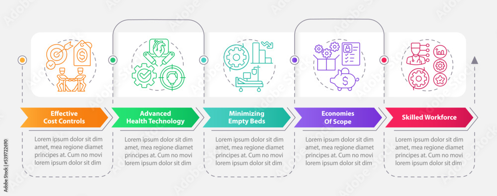 Health care market advantages rectangle infographic template. Data ...