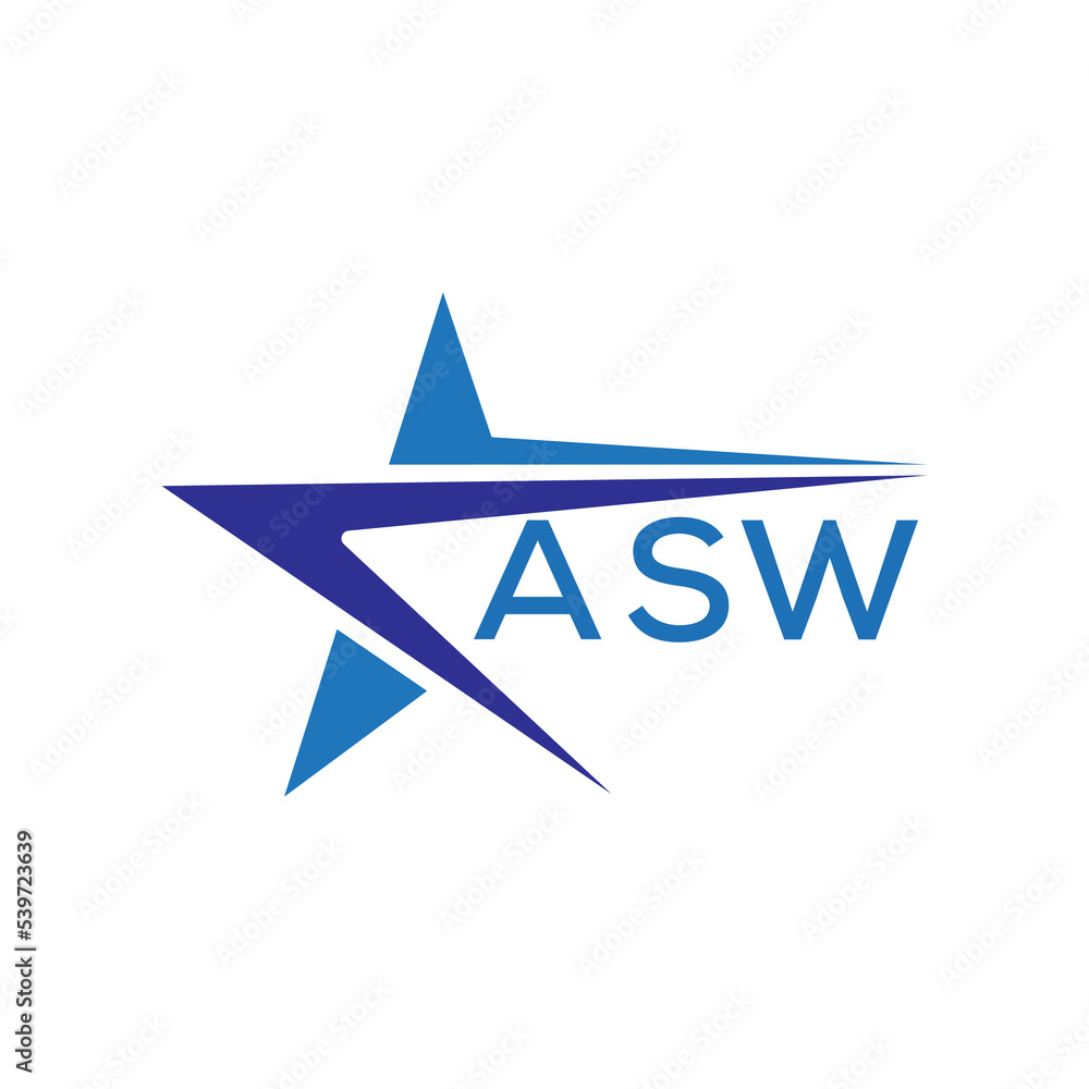 ASW letter logo. ASW blue image on white background. ASW Monogram logo ...