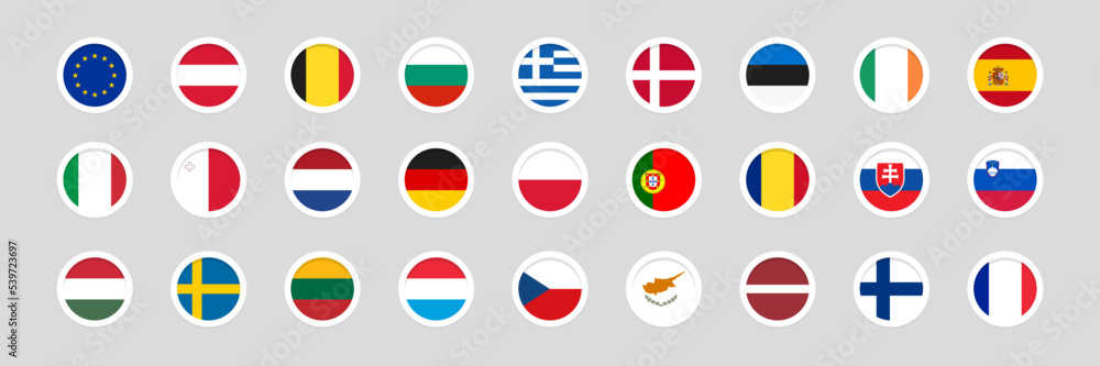 Set of European Union Country Flags. Vector illustration in flat design ...
