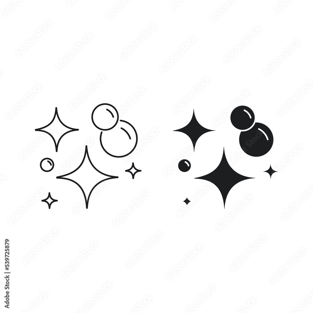 clean icon in thin line style, easy cleaning symbol on white background ...