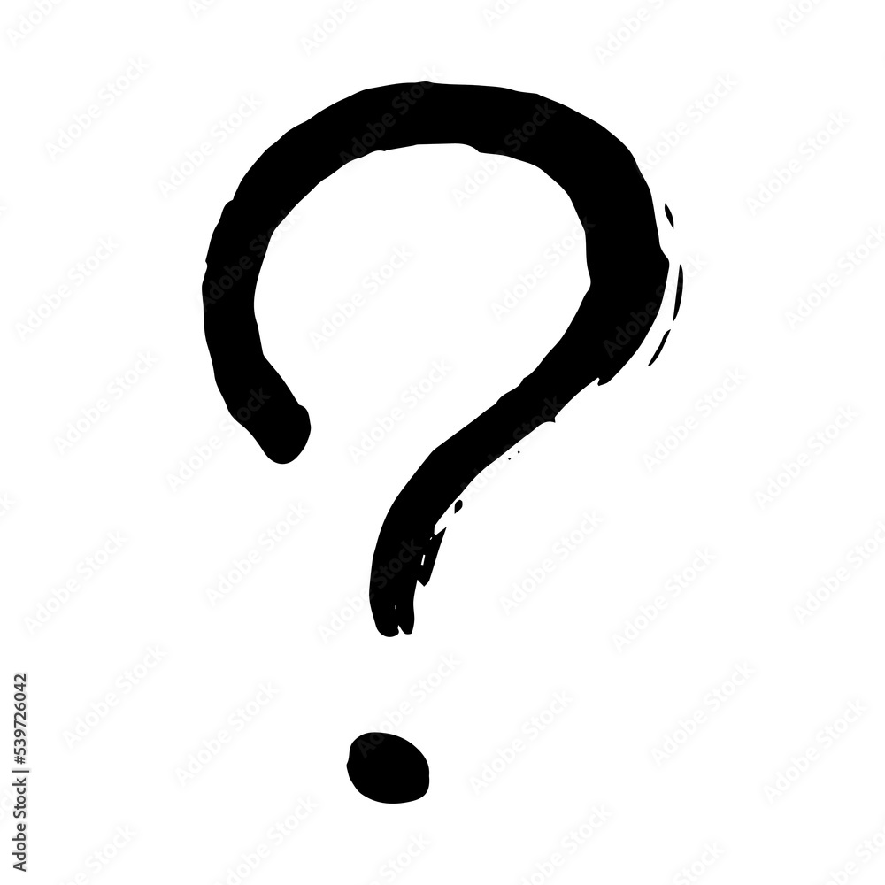 Hand drawn ink question mark illustration in sketch style. Single ...