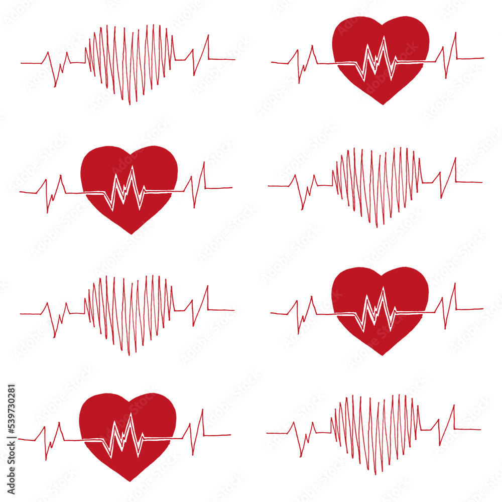 Set of different kind of Red Hearts. Pattern with Heart with a ...