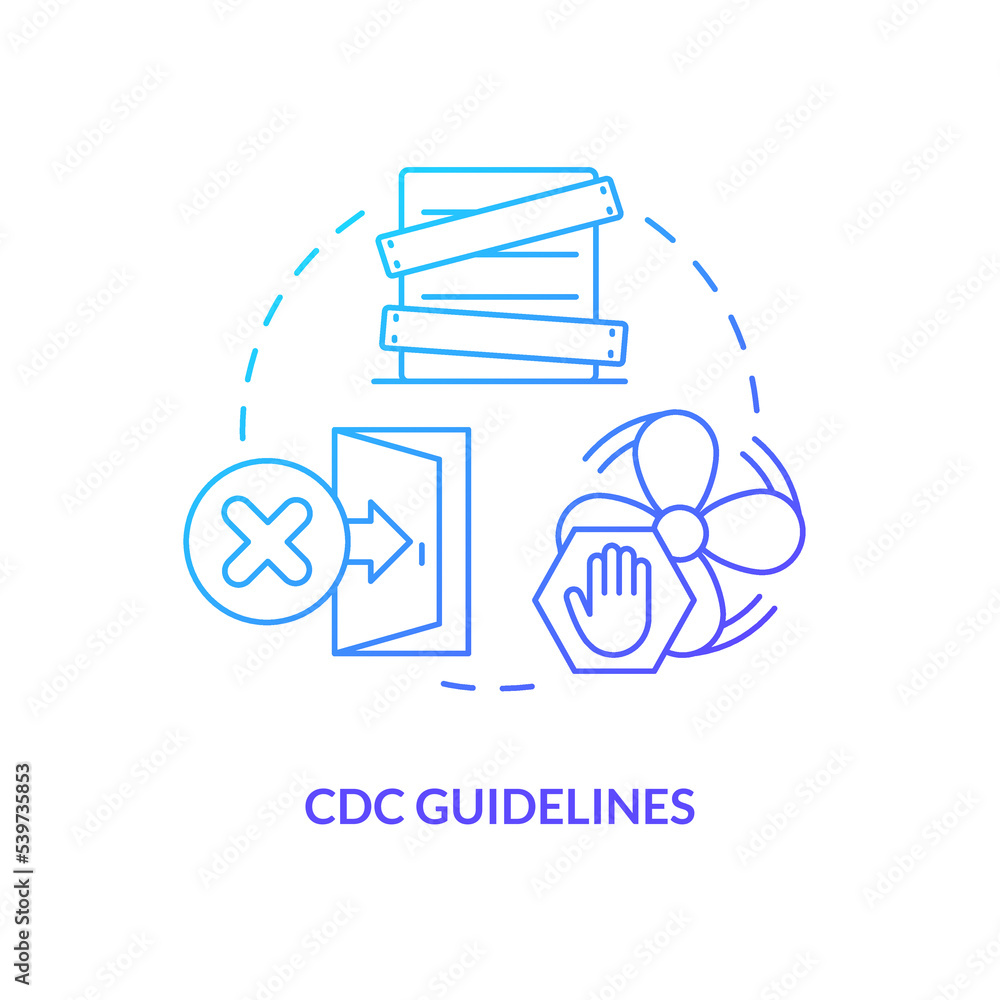 CDC guidelines blue gradient concept icon. Follow recommendations ...