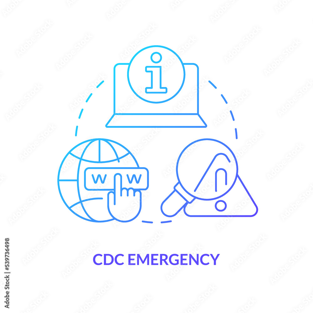 CDC emergency blue gradient concept icon. Response officials ...