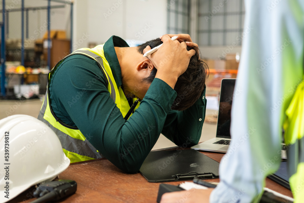 Stressed worker with hard work, Worker with impression portrait Stock ...