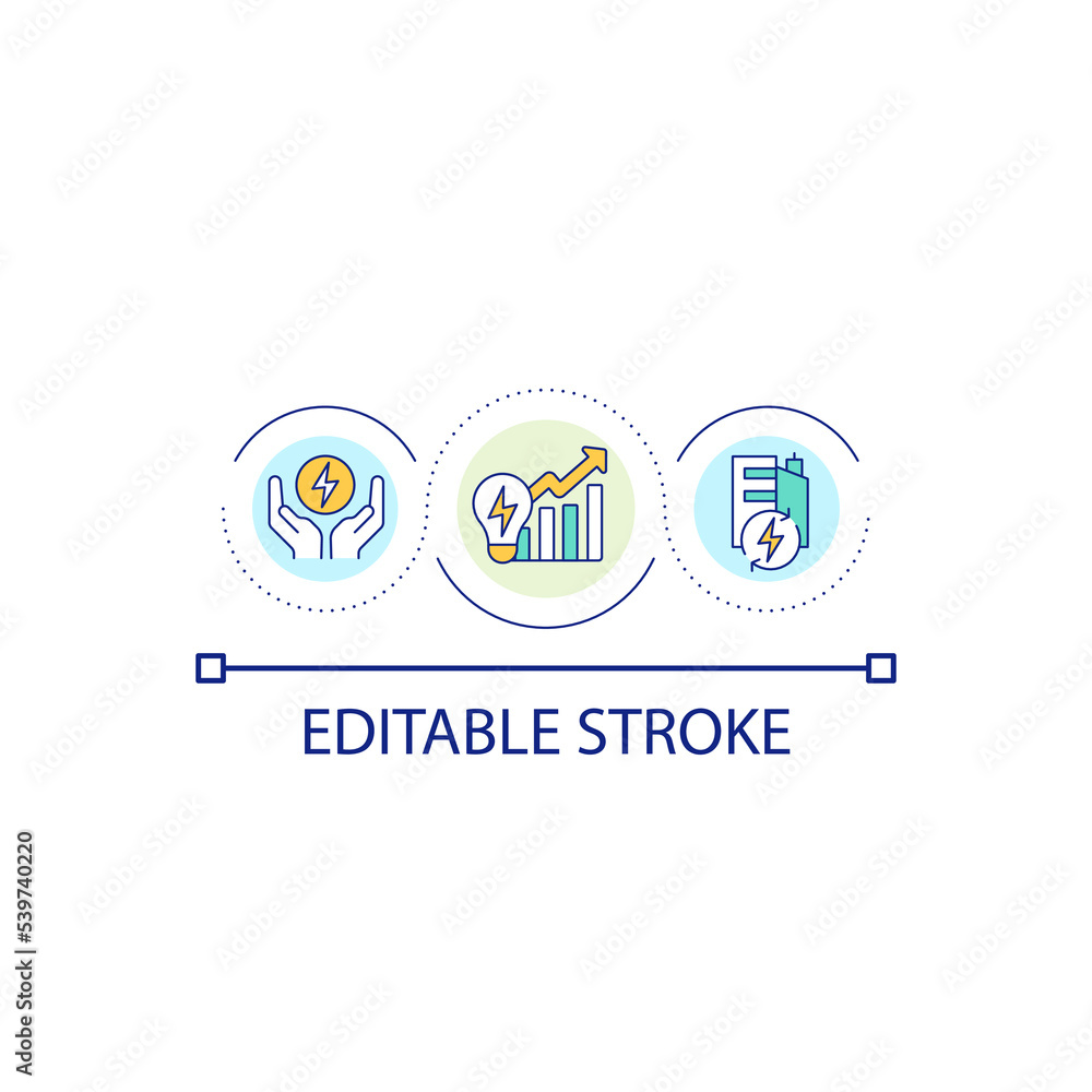 Renewable power efficiency loop concept icon. Sustainable economy ...