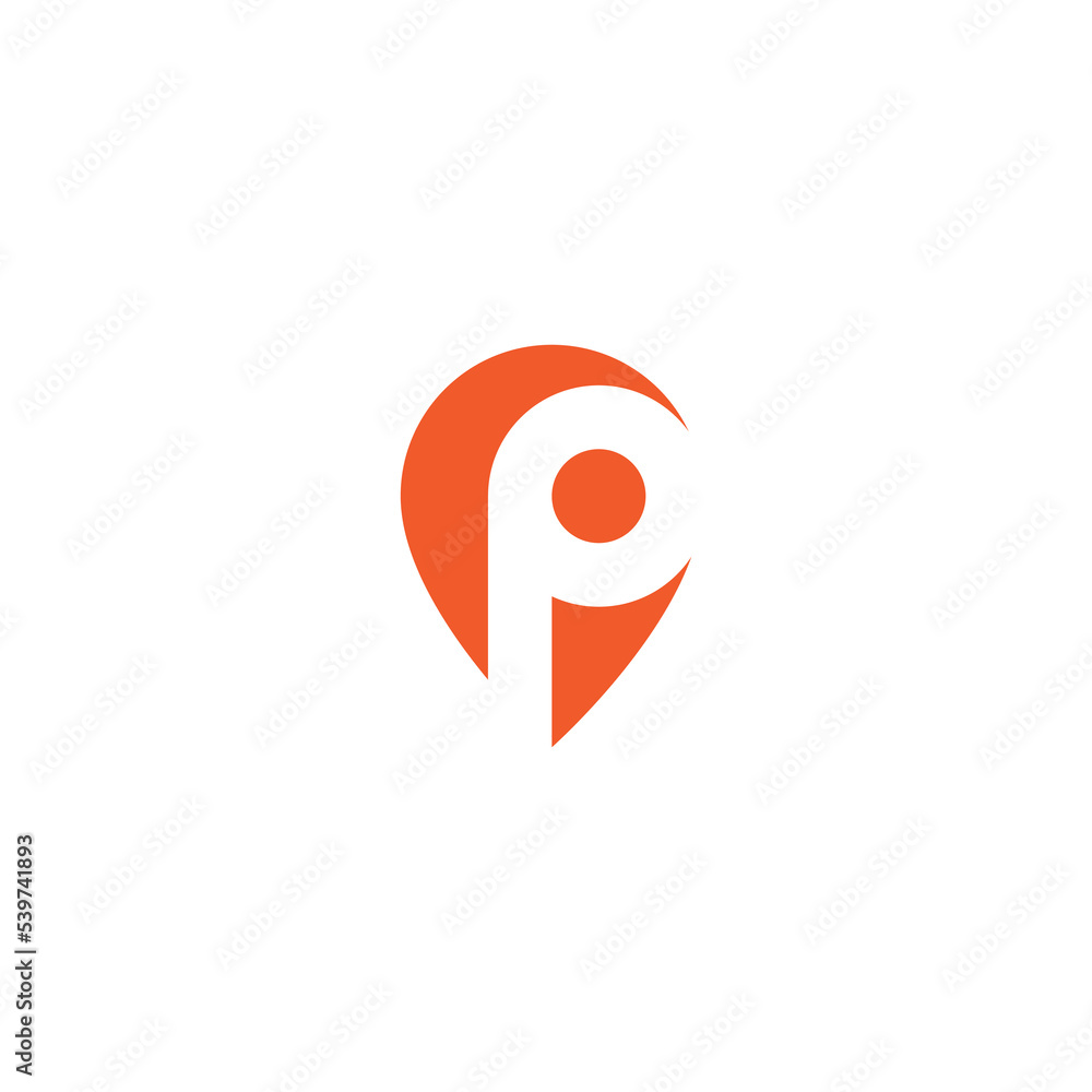 Initial Letter P Pin Point Logo Design Element Stock Vector | Adobe Stock