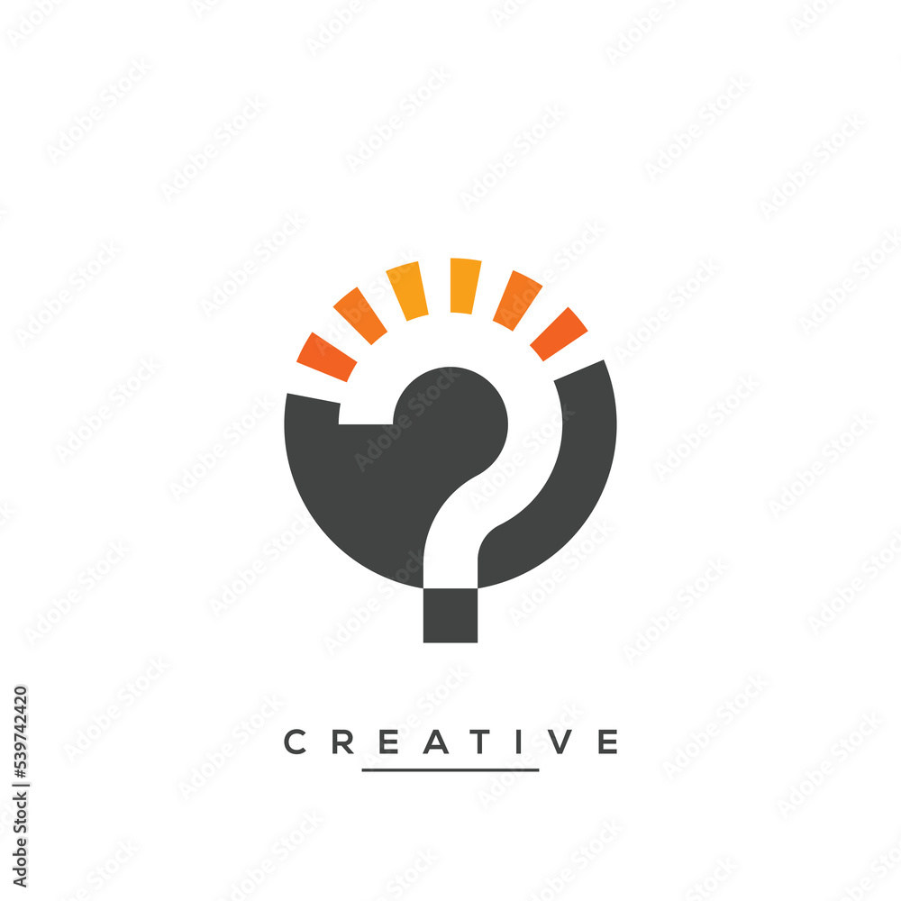 Question and answer vector logo template., bulb lamp and question mark ...
