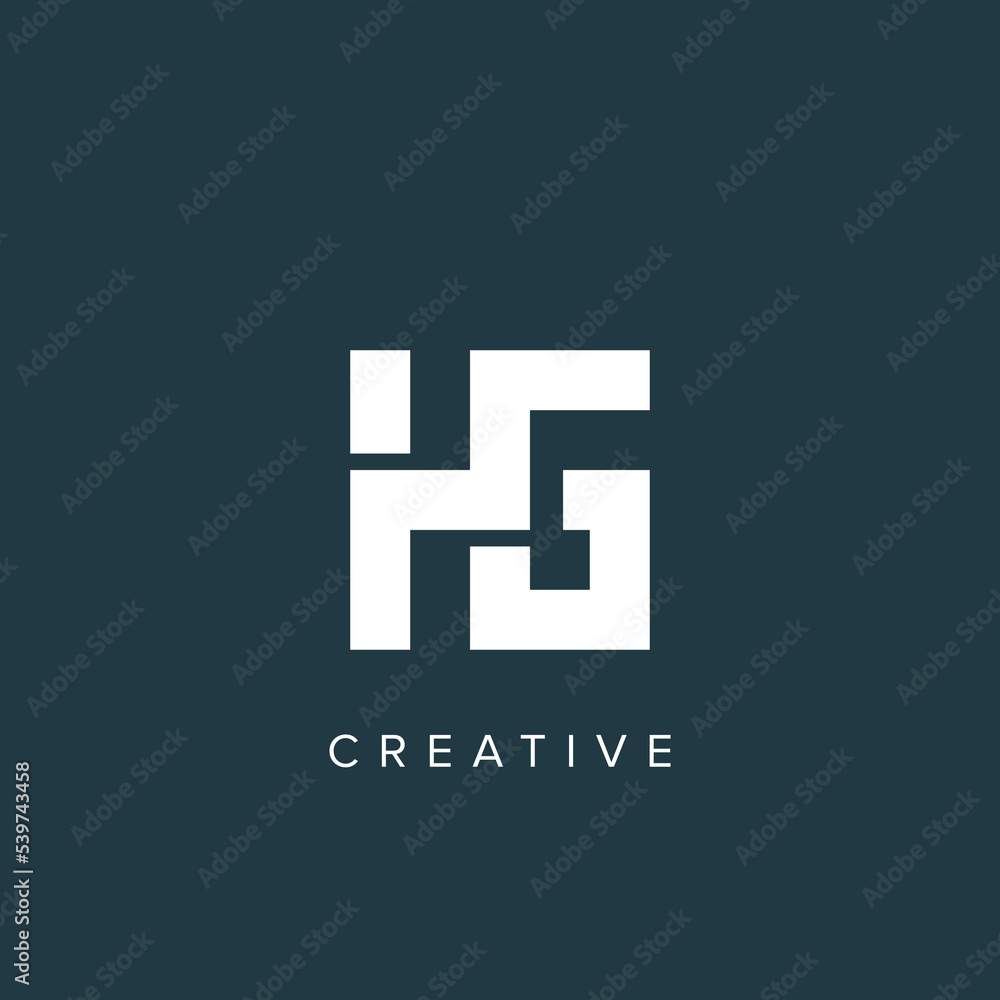 Creative minimal monochrome monogram letter HG and GH line logo design ...