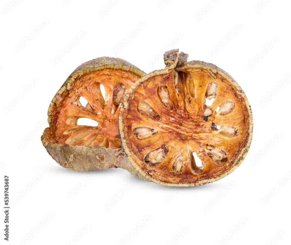 Dry Bael fruit - Slices of dry Bael fruit isolated on transparent ...