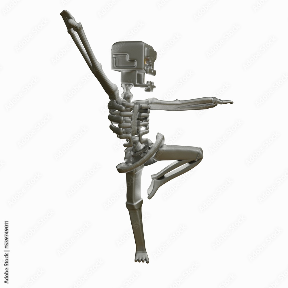three-dimensional stylized model of a skeleton in a pose of a ballerina ...