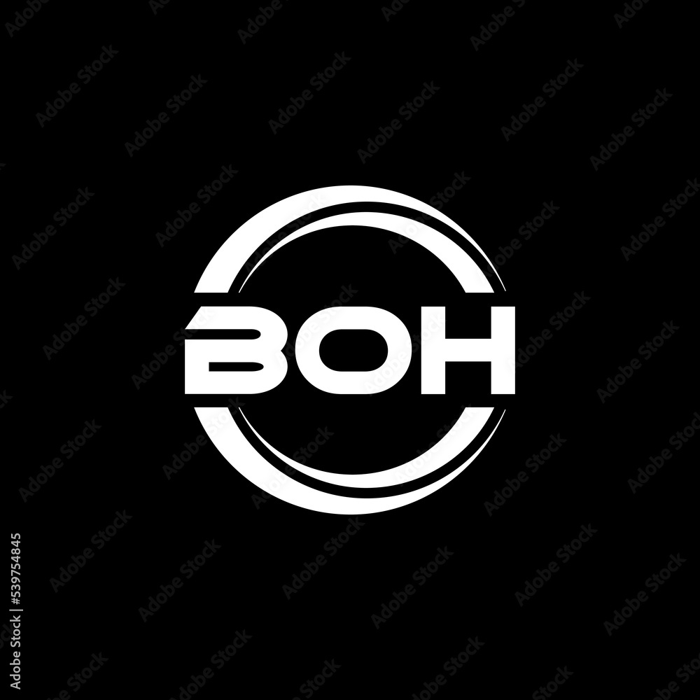BOH letter logo design with black background in illustrator, vector ...