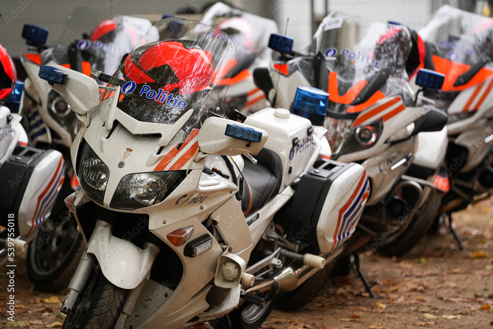 Motorcycles used by the police in Belgium and Brussels to escort ...