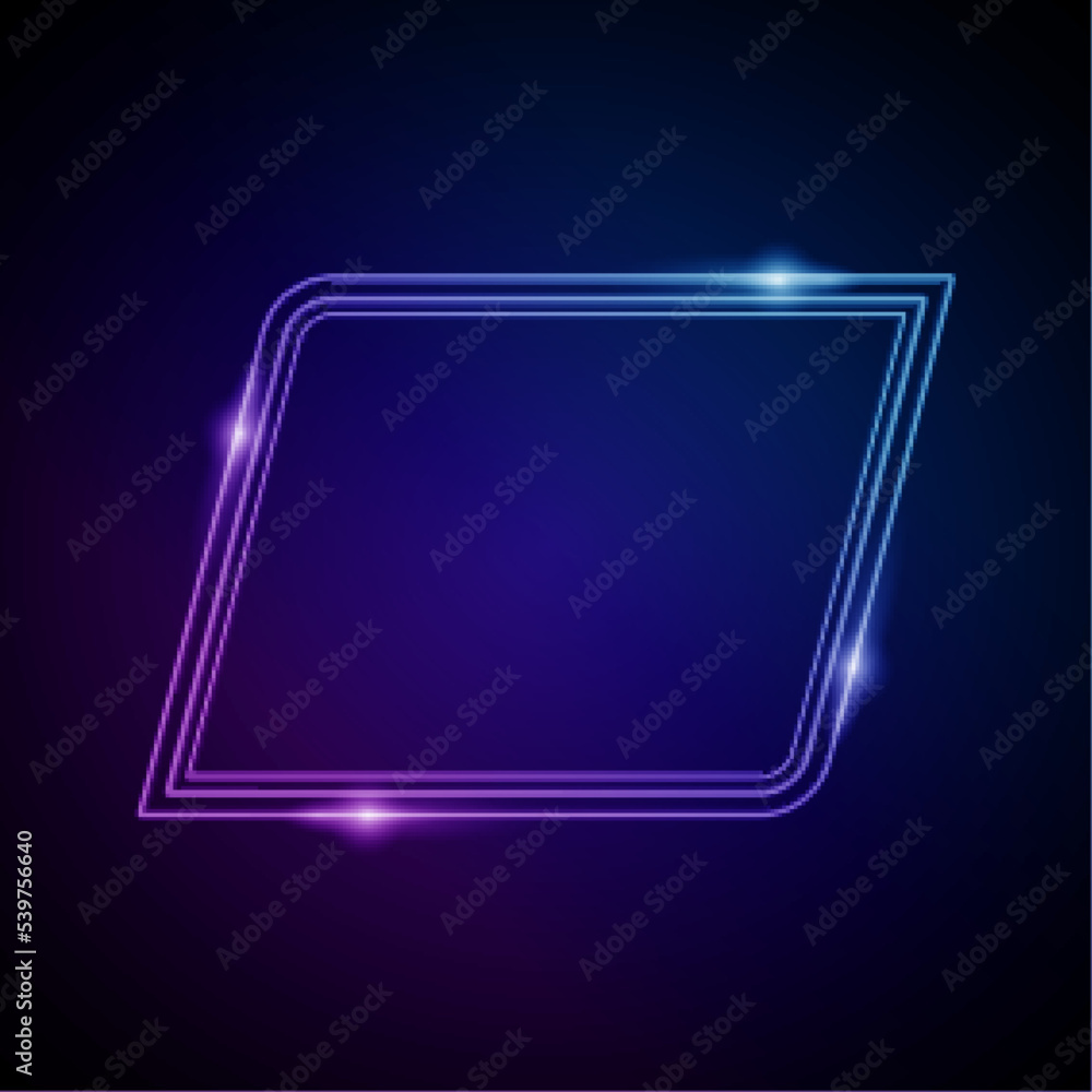Neon Frame with Glow, and Sparkles. Electronic Luminous Parallelograms ...